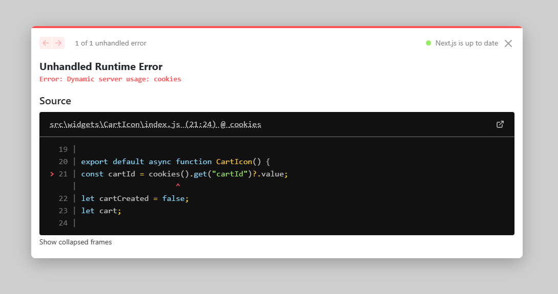 Error: Dynamic server usage: cookies · vercel next.js · Discussion ... Error: Dynamic server usage: cookies · vercel next.js · Discussion ...