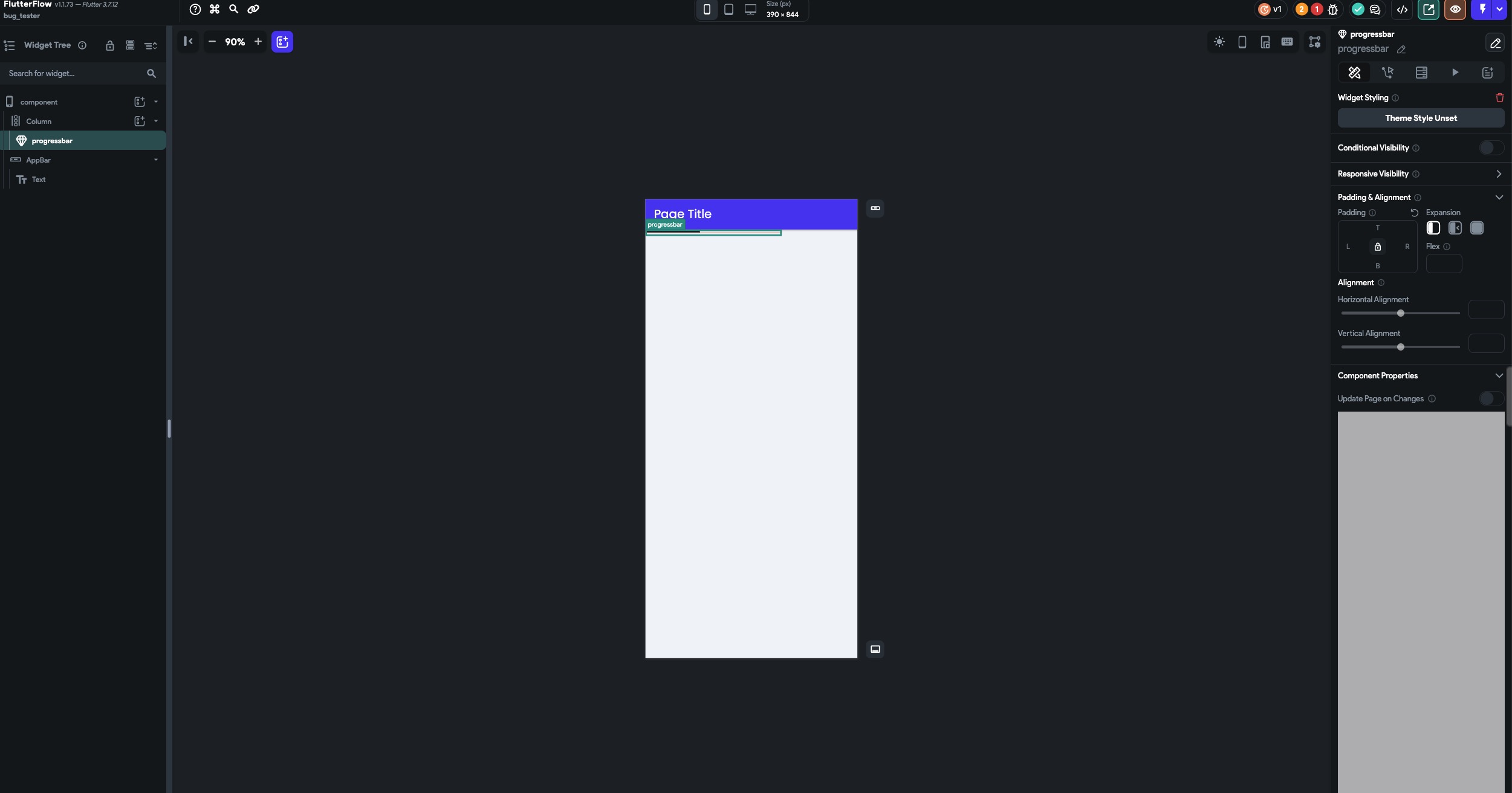 Progressbar don't allow to add value if component · Issue #911 · FlutterFlow/flutterflow-issues ...