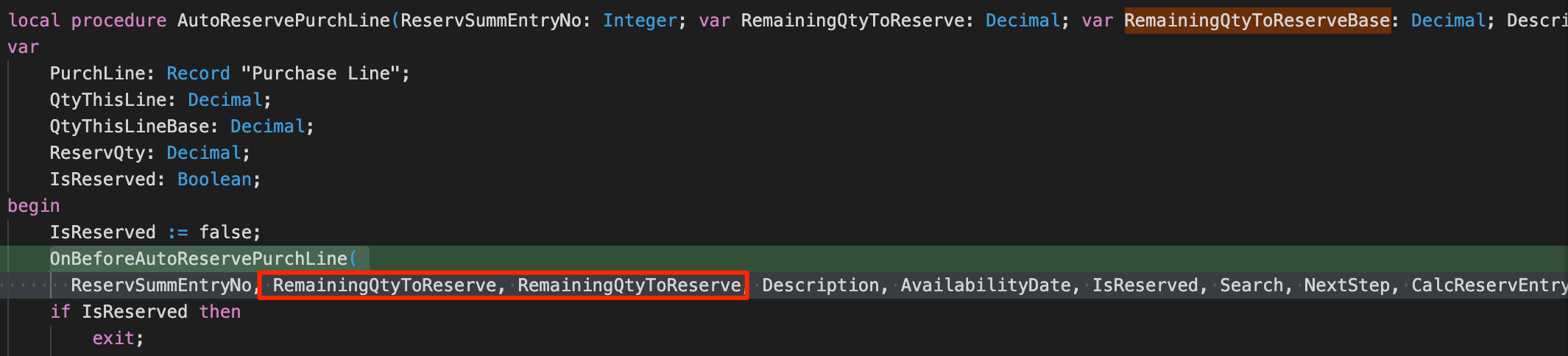 bug in event call OnBeforeAutoReservePurchLine in codeunit 99000845 "Reservation Management ...