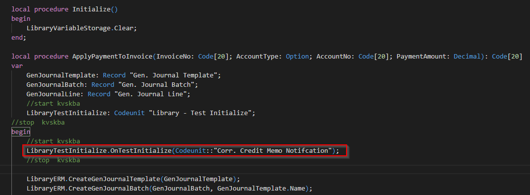 Event Request Application Tests Misc” Codeunit 135302 Corr Credit Memo Notifcation
