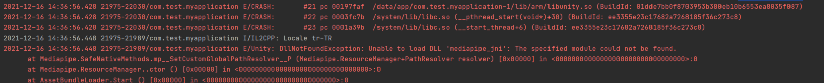 DllNotFoundException: Unable to load DLL 'mediapipe_jni': The specified module could not be ...