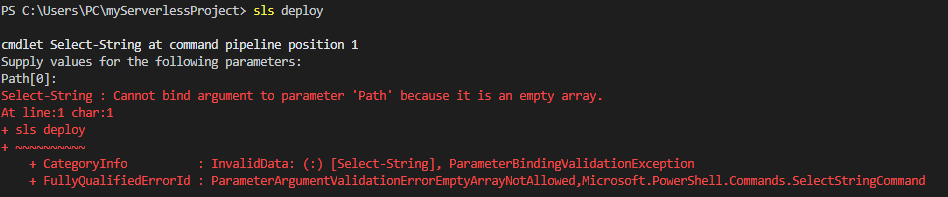 sls deploy prompts for Path[0] in VS Code · Issue #8293 · serverless/serverless · GitHub