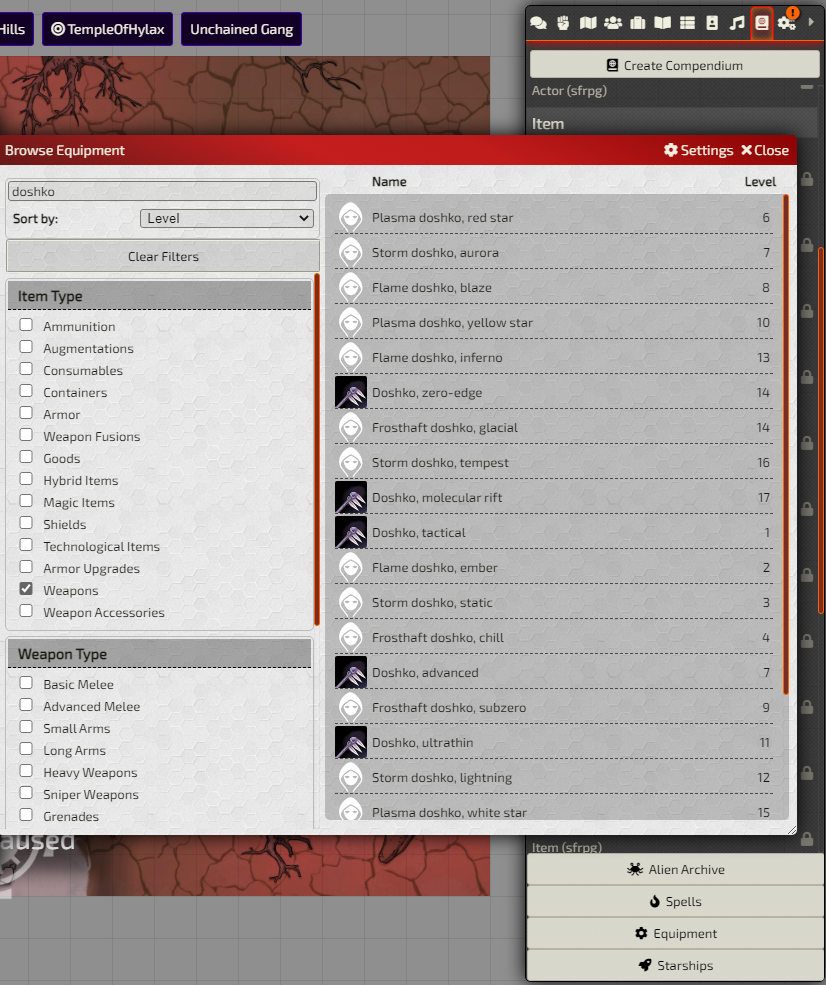 Browse Equipment Sort by Level doesn't sort correctly · Issue #729 · foundryvtt-starfinder ...