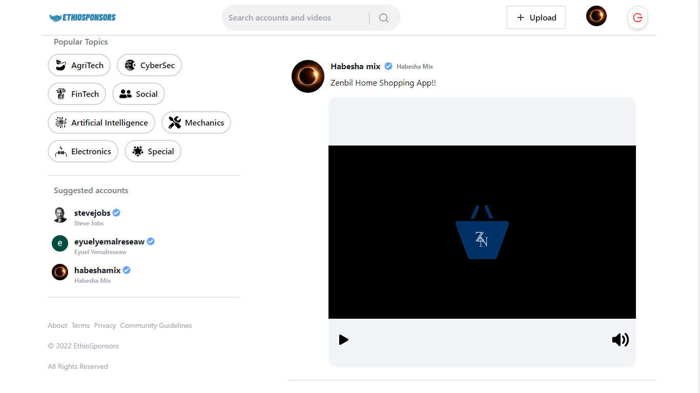 GitHub - Cyb3r7ron/EthioSponsors: A web app where you can post innovative videos to get sponsors