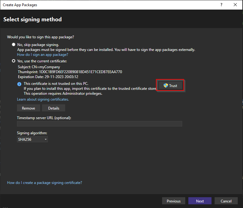 How to Trust certificates when publishing for other users? · Issue ...