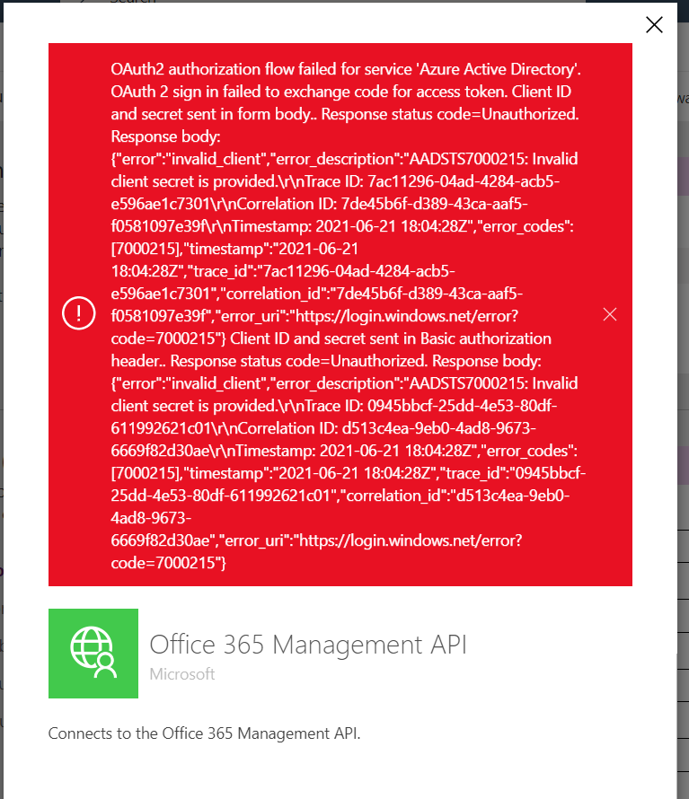 Coe Starter Kit Bug Office 365 Management Api Authentication Issue · Issue 667 · Microsoft