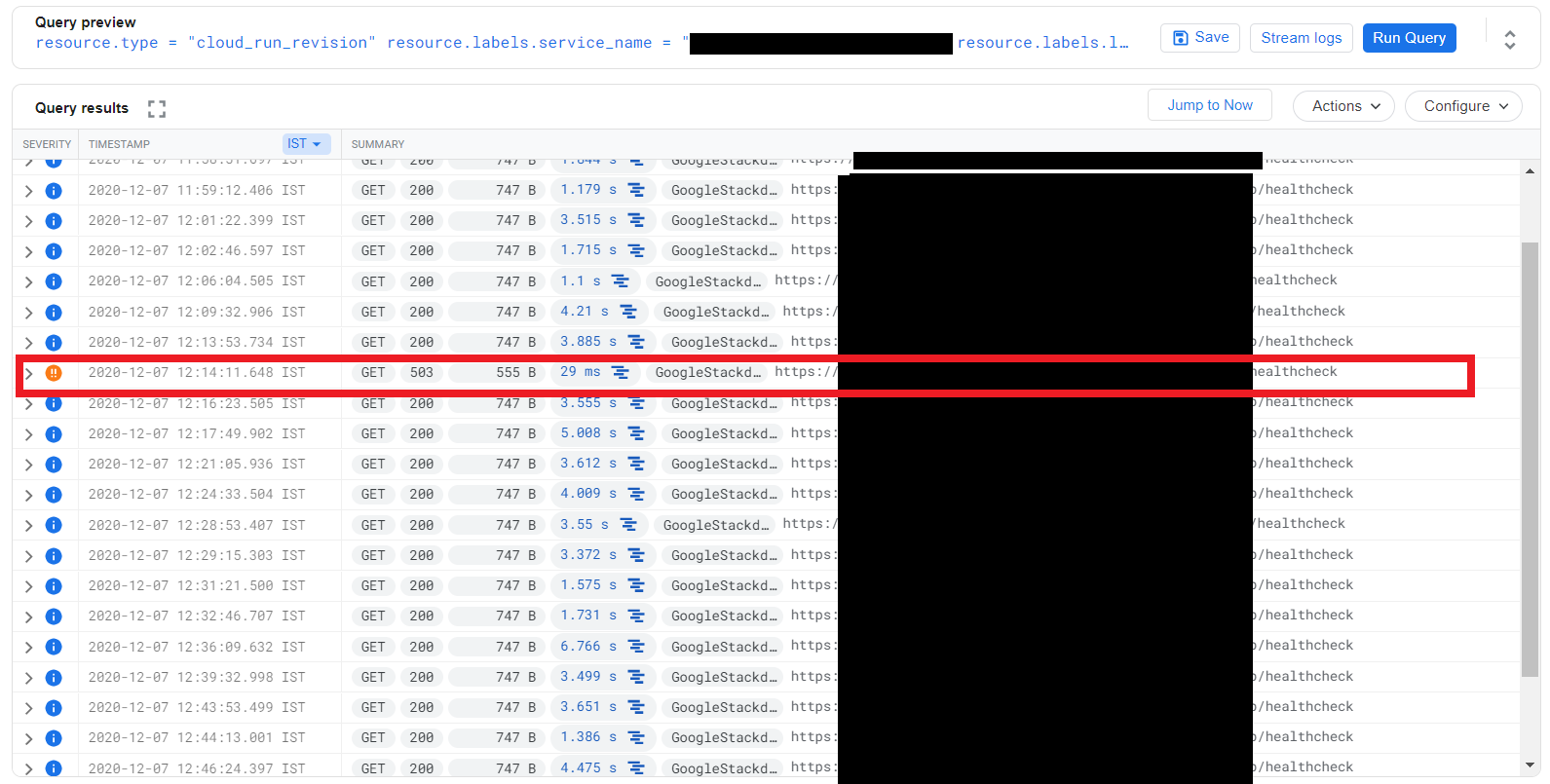 503 error returned from Cloud Run running "gcr.io/endpoints-release/endpoints-runtime-serverless ...