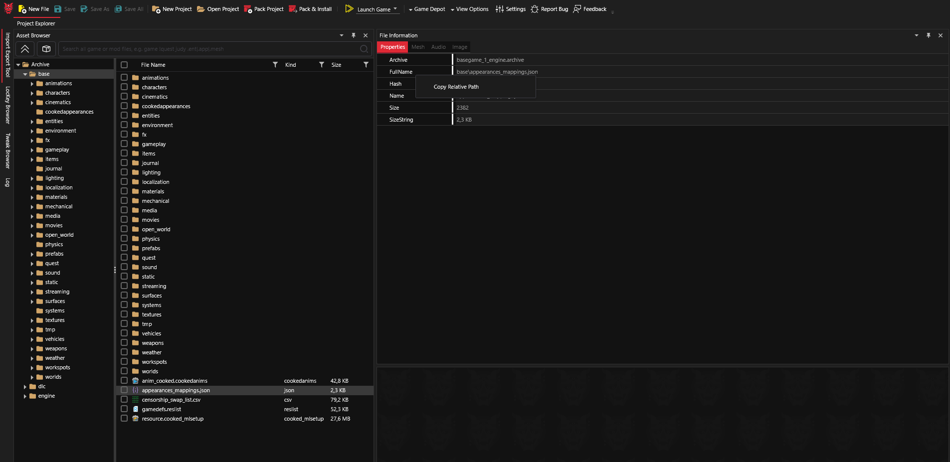 "Copy relative path" crashes WolvenKit · Issue #795 · WolvenKit/WolvenKit · GitHub