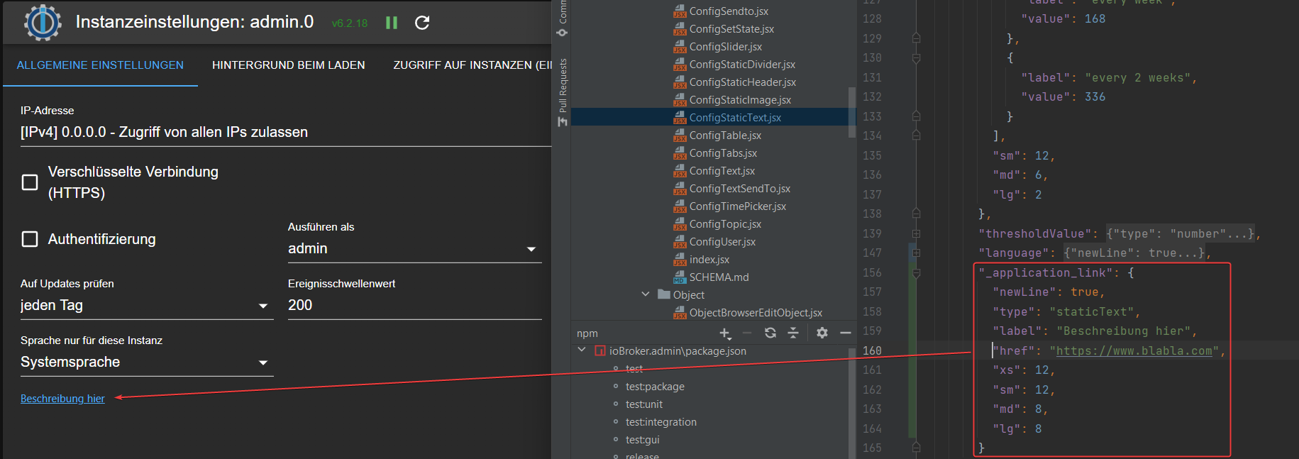 Make the option `staticLink` more visible · Issue #1634 · ioBroker/ioBroker.admin · GitHub