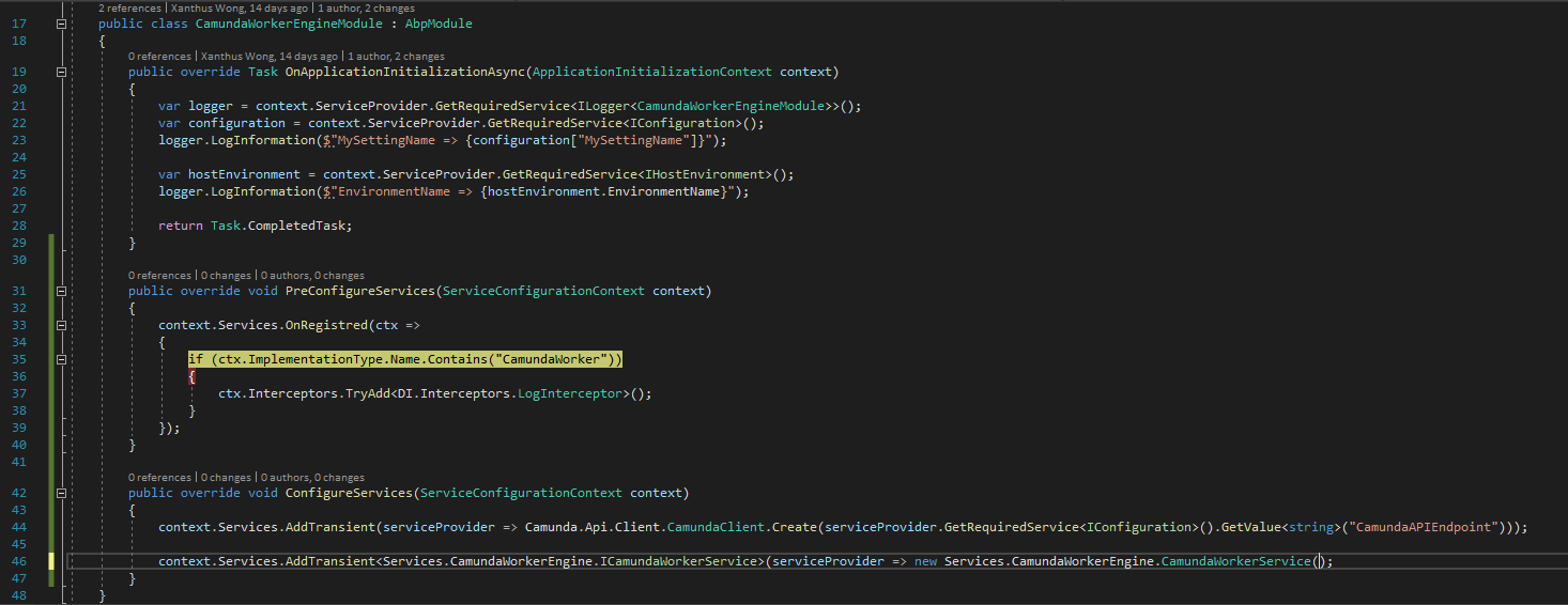 context.Services.OnRegistred in PreConfigureServices is not triggered for Manually Registered ...