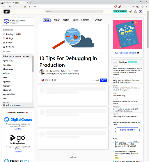 Posts on front page do not load until scrolled down · Issue #1805 · forem/forem · GitHub
