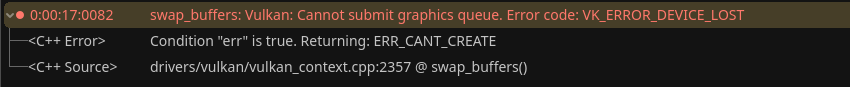 Error Vulkan Cannot Submit Graphics Queue Error Code Vkerrordevicelost · Issue 74774 