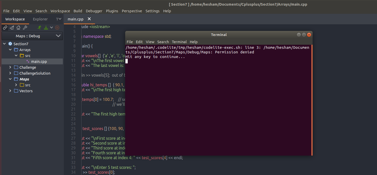 Permission denied message when doing cout using gnome & lxterminal · Issue #2507 · eranif ...