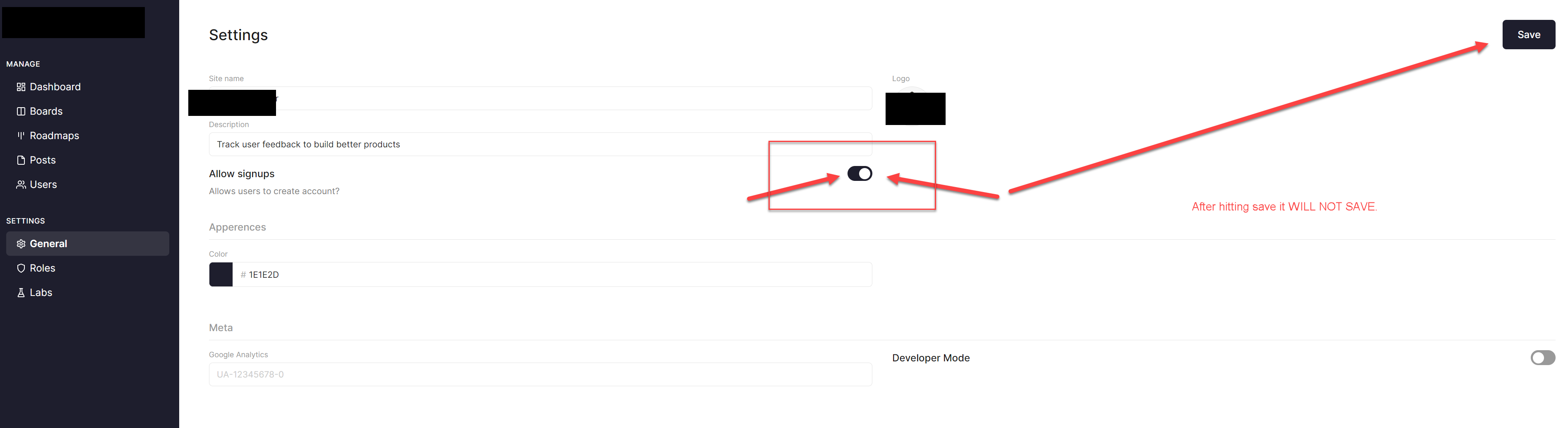 General => Setting page toggle not working · Issue #821 · logchimp ...