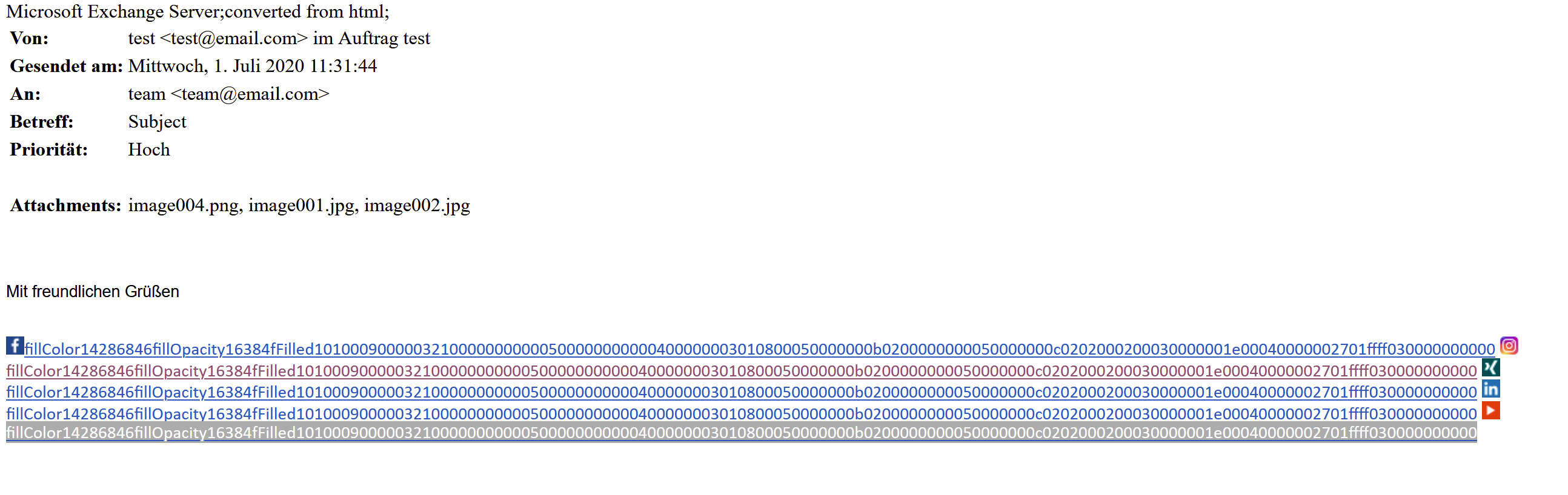 BodyHtml contains "Microsoft Exchange Server;converted from html;" or "fillColor14286846fill ...