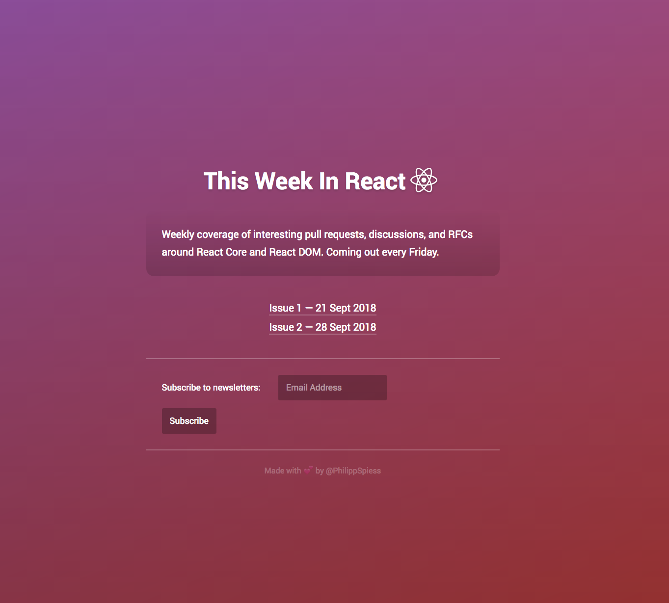 Improved Website Design · Issue #1 · philipp-spiess/this-week-in-react · GitHub