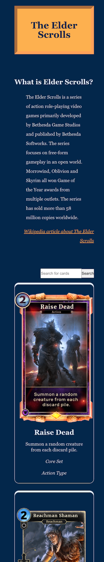 GitHub - afinawalton/elder-scrolls-hs: React app to display Elder Scrolls cards