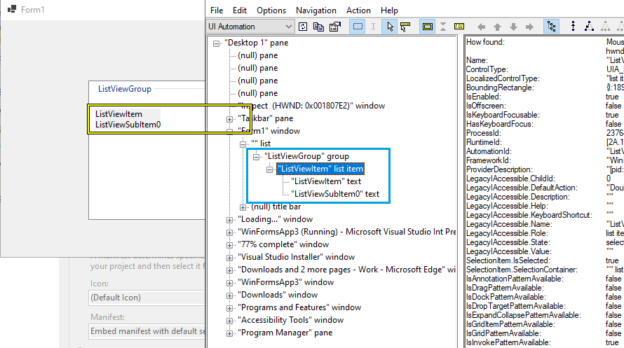 `ListViewSubItem` not shown in Inspector tree when `ListViewItem` belongs to group · Issue #4678 ...