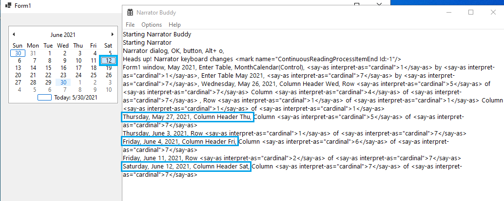 [Accessibility] The "Table.ItemColumnHeaderItems" property of MonthCalendar should not be empty ...