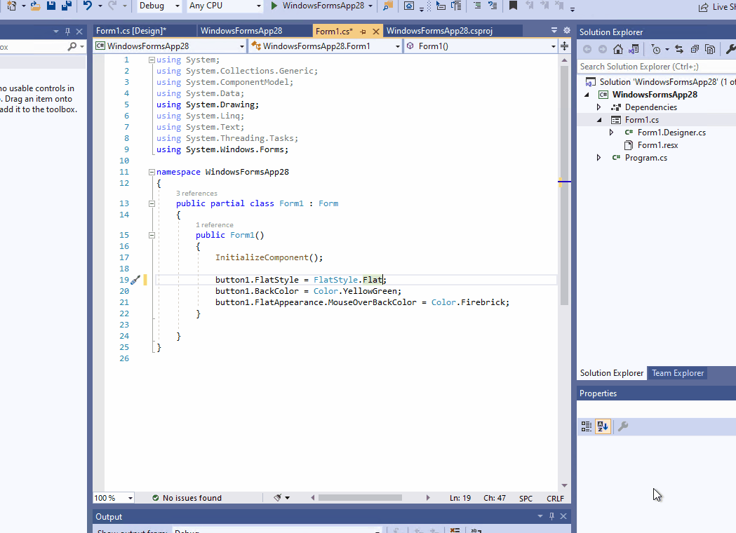 The BackColor & MouseOverBackColor property of Button doesn't work ...