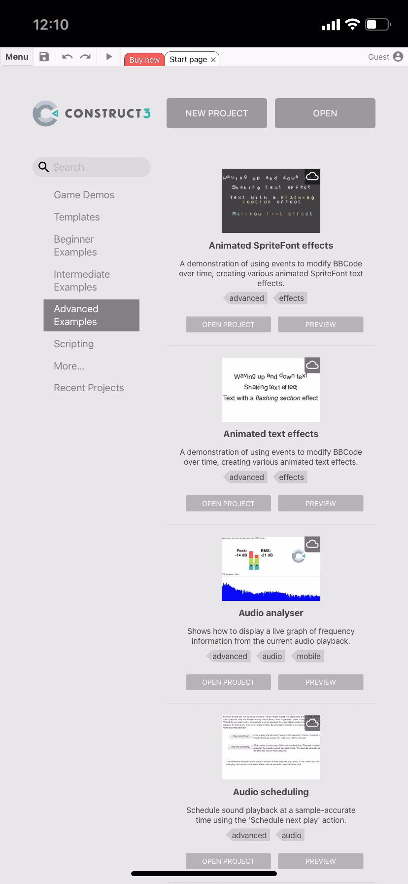 when use mobile can't click start page categories and search · Issue #4425 · Scirra/Construct ...