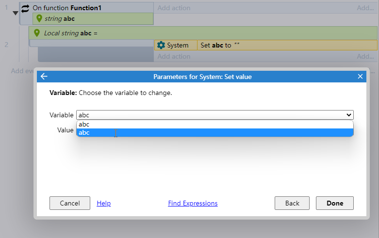 Variables of the same name can be regressed by pasting · Issue #6805 · Scirra/Construct-bugs ...