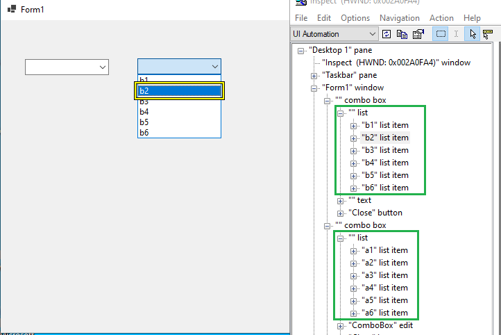 Accessibility: The list item of comboBox incorrectly displayed in inspect tree when setting its ...
