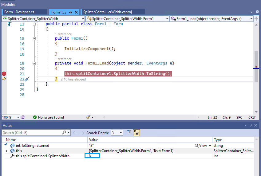 The value of SplitterWidth cannot be set successfully after changing ...
