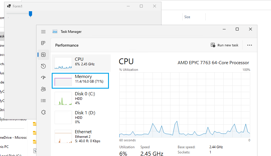Setting the Maximum value on a Trackbar to a very large number results in excessive memory usage ...