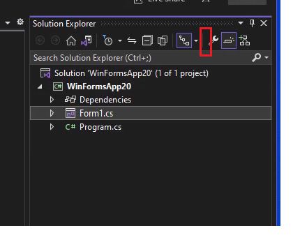 View Code button missing on Solution Explorer toolbar for WinForms and WPF apps · Issue #9128 ...