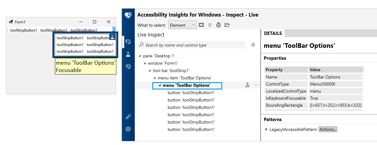 ToolStrip overflow menu is visible in UI Automation tree in Content View · Issue #9384 · dotnet ...