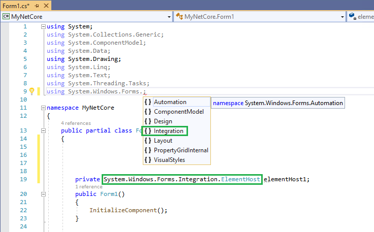 Cannot Add Elementhost Control In Project Because There S No Integration Namespace In System