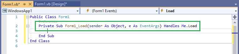 VB Winforms project Form event doesn’t generated correctly when add the ...