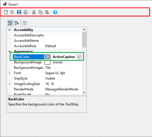 Cannot change the BackColor of ToolStrip control · Issue #3975 · dotnet/winforms · GitHub