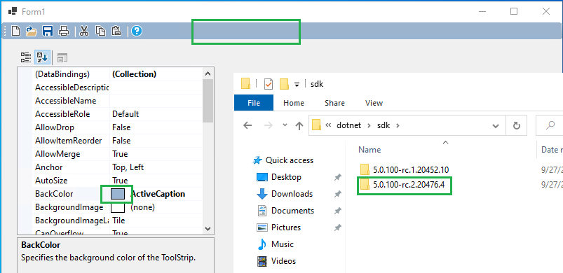 Cannot change the BackColor of ToolStrip control · Issue #3975 · dotnet/winforms · GitHub