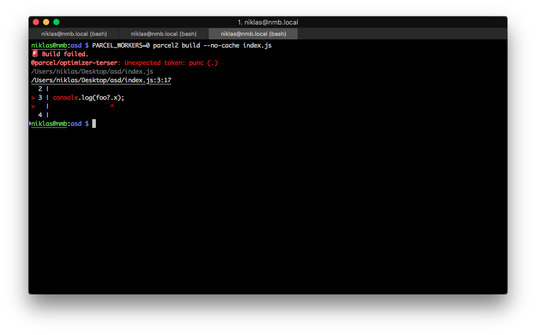 Parcel 2: Unexpected token: punc (.) · Issue #4458 · parcel-bundler/parcel · GitHub
