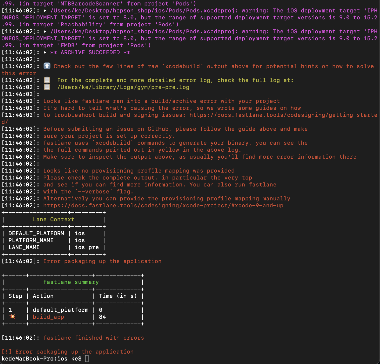When using fastlane to package multiple iOS targets, some of them fail ...