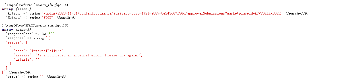 [BUG] approvalSubmissions return 500 InternalFailure · Issue #1704 · amzn/selling-partner-api ...