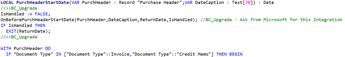 Event Request Codeunit 7010 Purch Price Calc Mgt Function Purchheaderstartdate · Issue