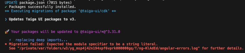 🐞 - Migration failed: Expected the module specifier to be a string literal. · Issue #4658 ...