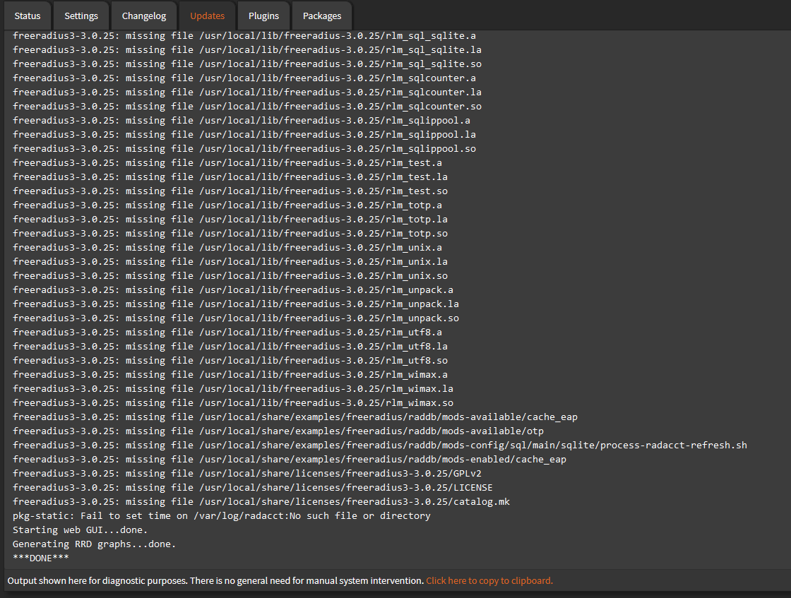 firmware: freeradius3 package stuck on update · Issue #6167 · opnsense/core · GitHub
