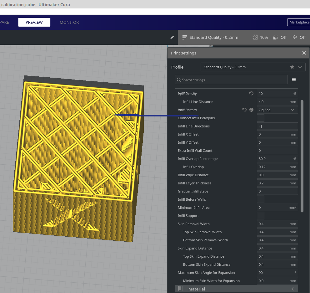 Infill line multiplier not display for Zig Zag pattern · Issue #7601 ...