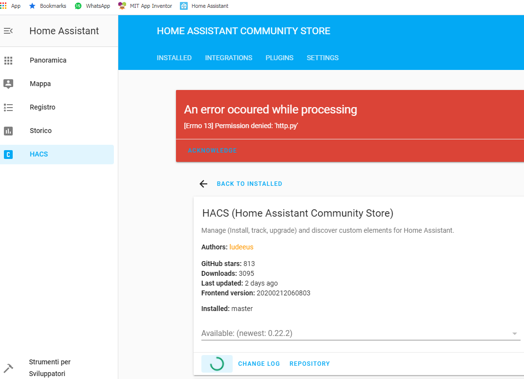 Impossible to update HACS ([Errno 13] Permission denied: 'http.py') · Issue #994 · hacs ...