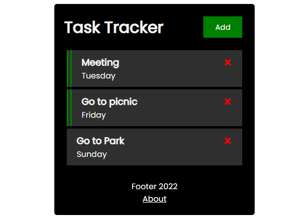 GitHub - 4yub1k/react-taskTracker: Small project to get started with react.