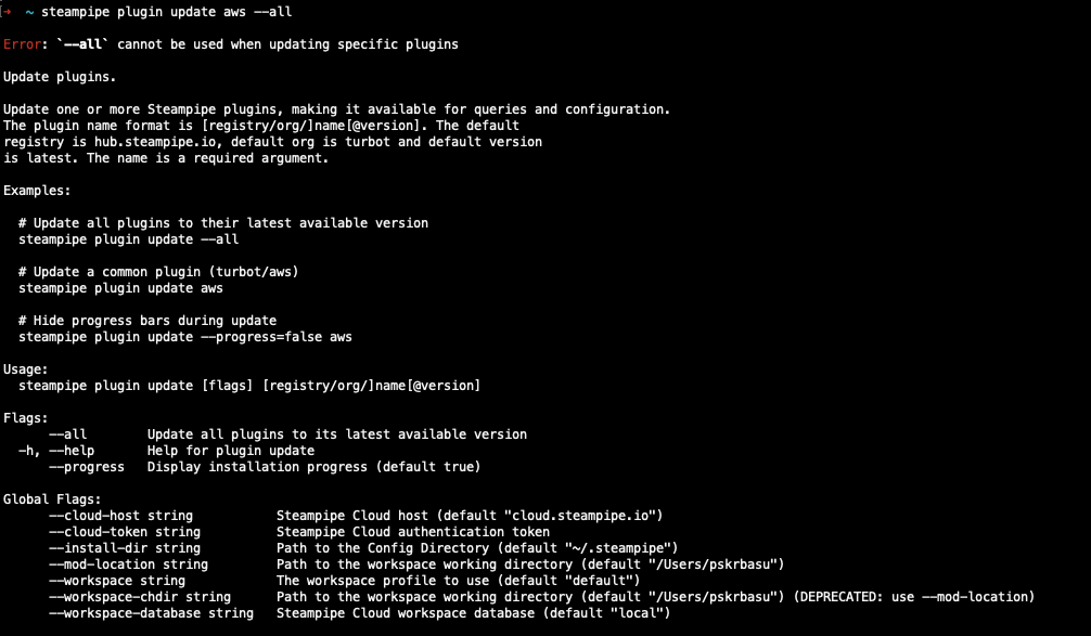 Review of outputs of steampipe commands · Issue #3703 · turbot/steampipe · GitHub