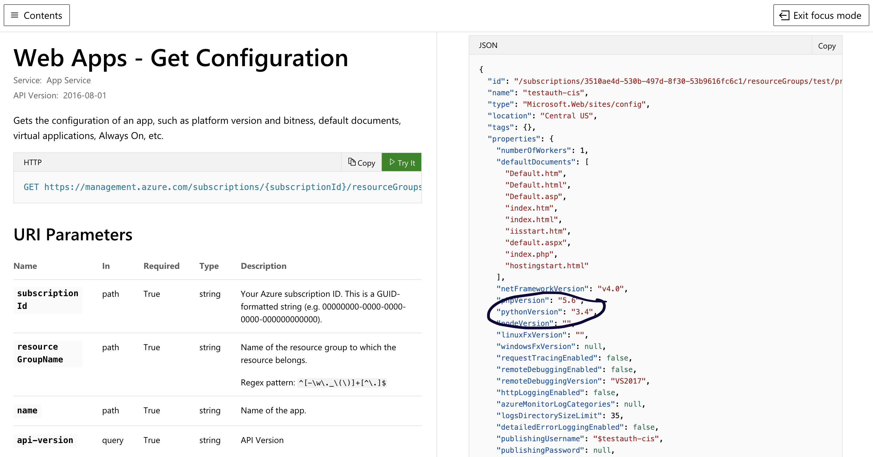 [AppService] The api call getConfiguration() gives incorrect value for ...
