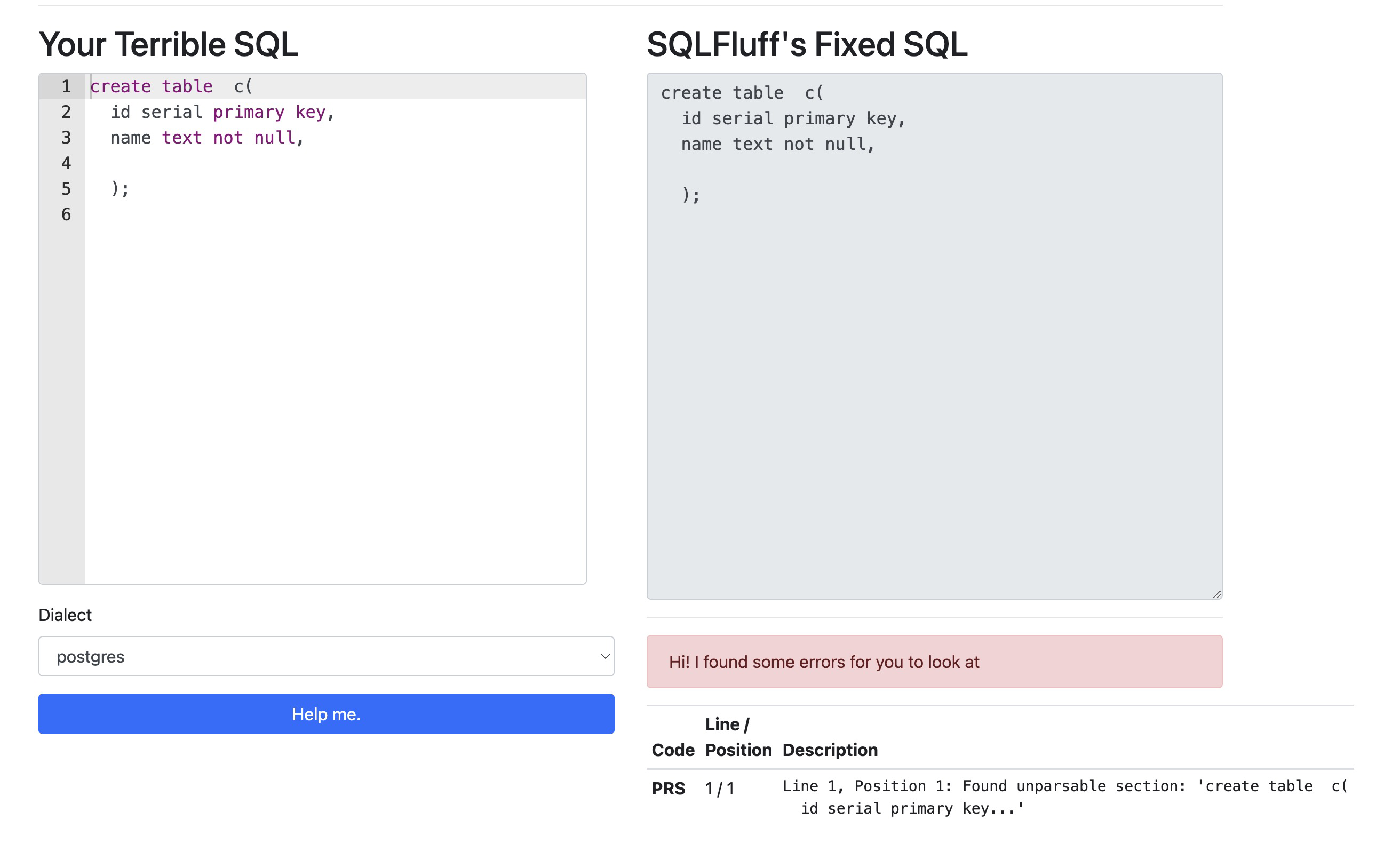 Postgre Create Table Why Is Prs · Issue 3895 · Sqlfluff Sqlfluff · Github