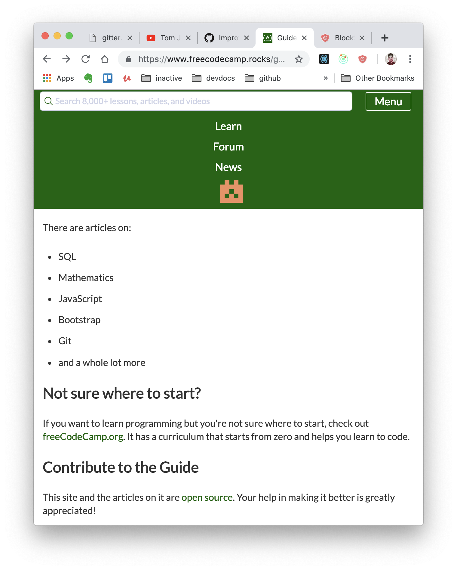 The guide's mobile menu button should open guides side nav instead of ...
