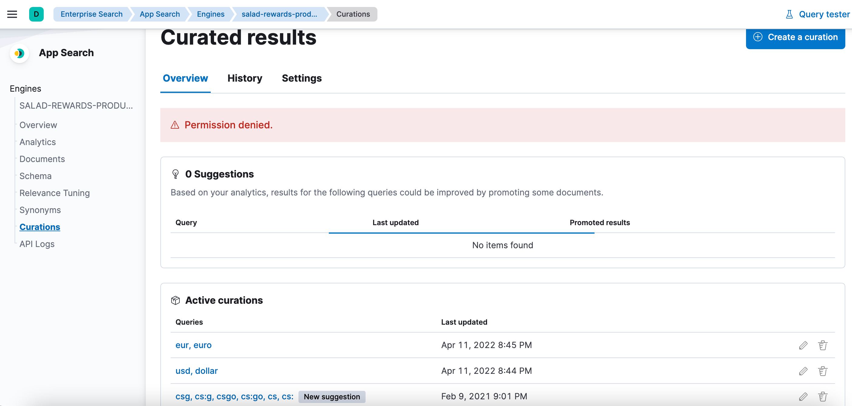 Unable To Edit Curations As An Editor · Issue 139744 · Elastic