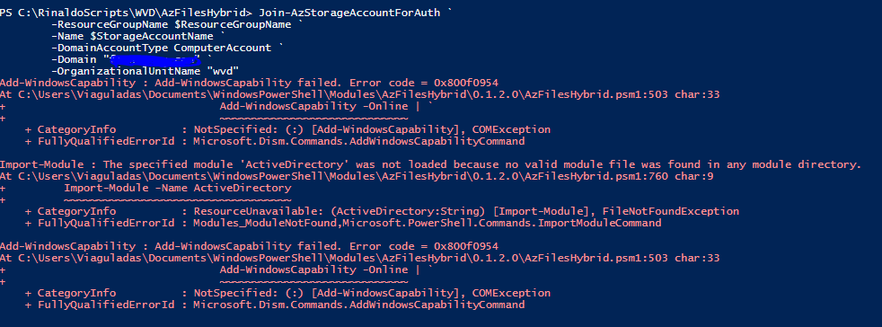 Error During Execution Of Join Azstorageaccountforauth Cmdlet · Issue 21 · Azure Samplesazure